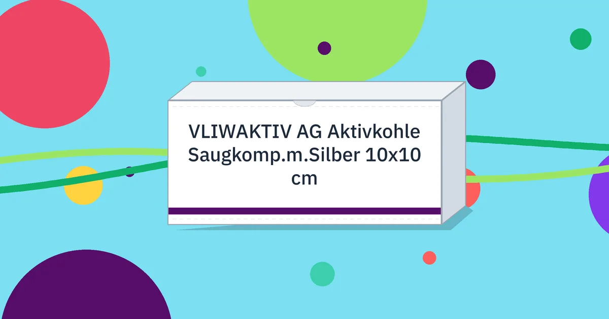 Symbolbild: Packung mit der Aufschrift VLIWAKTIV AG Aktivkohle Saugkomp.m.Silber 10x10 cm (PZN 15824221) – Verfügbarkeit und Bezug in Apotheken in Frankfurt am Main