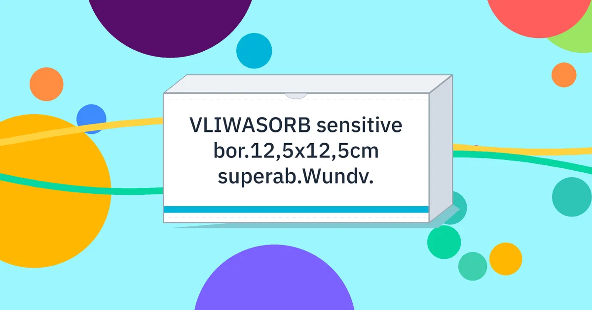 Symbolbild: Packung mit der Aufschrift VLIWASORB sensitive bor.12,5x12,5cm superab.Wundv. (PZN 20328004) – Verfügbarkeit und Bezug in Apotheken in Frankfurt am Main