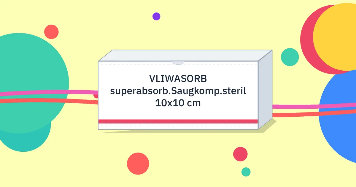 Symbolbild: Packung mit der Aufschrift VLIWASORB superabsorb.Saugkomp.steril 10x10 cm (PZN 07264647) – Verfügbarkeit und Bezug in Apotheken in Frankfurt am Main