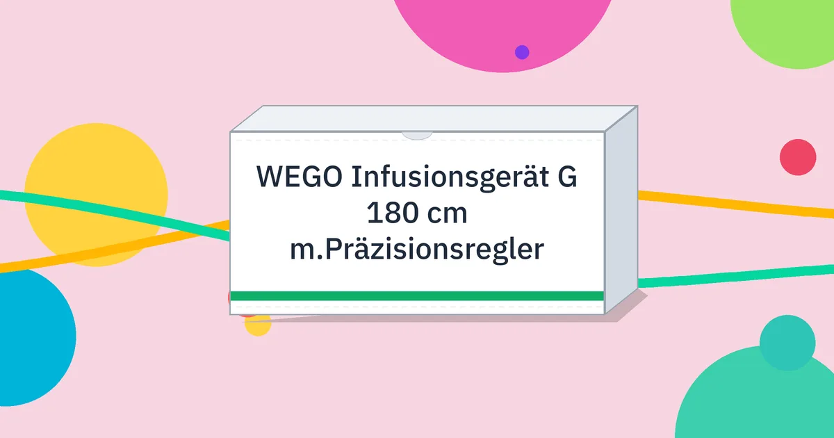 Symbolbild: Packung mit der Aufschrift WEGO Infusionsgerät G 180 cm m.Präzisionsregler (PZN 18860157) – Verfügbarkeit und Bezug in Apotheken in Frankfurt am Main