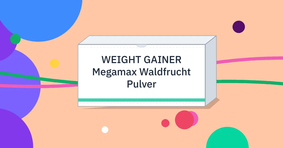 Symbolbild: Packung mit der Aufschrift WEIGHT GAINER Megamax Waldfrucht Pulver (PZN 17819402) – Verfügbarkeit und Bezug in Apotheken in Frankfurt am Main