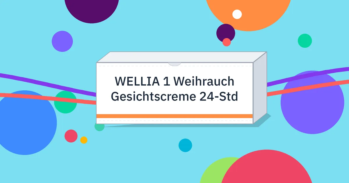 Symbolbild: Packung mit der Aufschrift WELLIA 1 Weihrauch Gesichtscreme 24-Std (PZN 19233586) – Verfügbarkeit und Bezug in Apotheken in Frankfurt am Main
