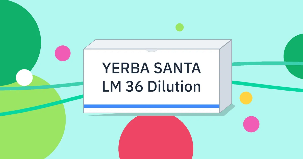 Symbolbild: Packung mit der Aufschrift YERBA SANTA LM 36 Dilution (PZN 13285576) – Verfügbarkeit und Bezug in Apotheken in Frankfurt am Main