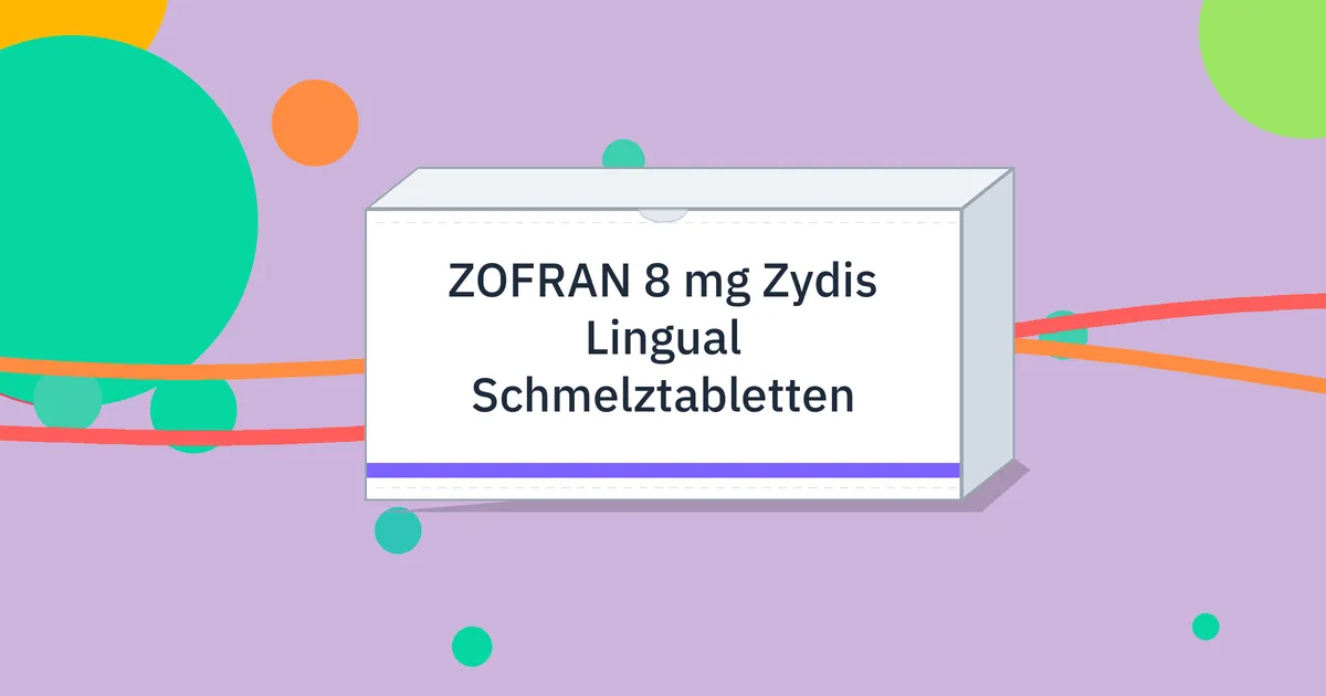 Symbolbild: Packung mit der Aufschrift ZOFRAN 8 mg Zydis Lingual Schmelztabletten (PZN 08725145) – Verfügbarkeit und Bezug in Apotheken in Frankfurt am Main