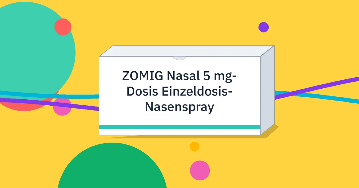 Symbolbild: Packung mit der Aufschrift ZOMIG Nasal 5 mg-Dosis Einzeldosis-Nasenspray (PZN 13922853) – Verfügbarkeit und Bezug in Apotheken in Frankfurt am Main