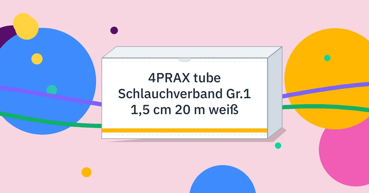 Symbolbild: Packung mit der Aufschrift 4PRAX tube Schlauchverband Gr.1 1,5 cm 20 m weiß (PZN 20230742) – Verfügbarkeit und Bezug in Apotheken in Frankfurt am Main