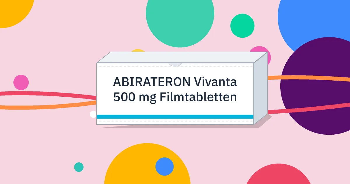 Symbolbild: Packung mit der Aufschrift ABIRATERON Vivanta 500 mg Filmtabletten (PZN 20218103) – Verfügbarkeit und Bezug in Apotheken in Frankfurt am Main