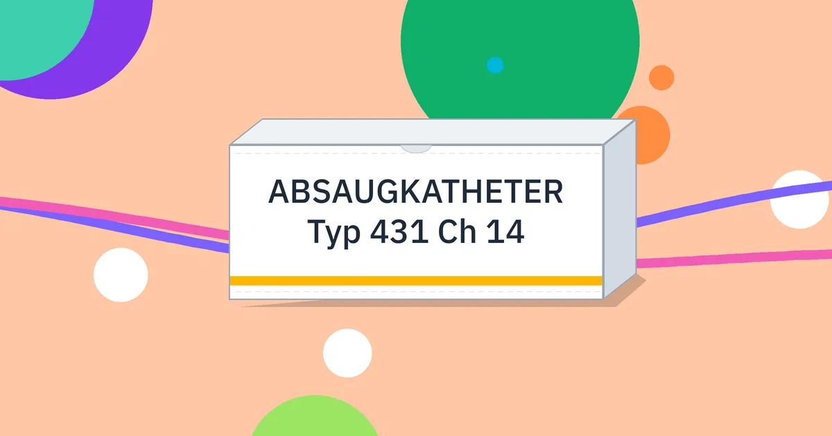 Symbolbild: Packung mit der Aufschrift ABSAUGKATHETER Typ 431 Ch 14 (PZN 08824491) – Verfügbarkeit und Bezug in Apotheken in Frankfurt am Main