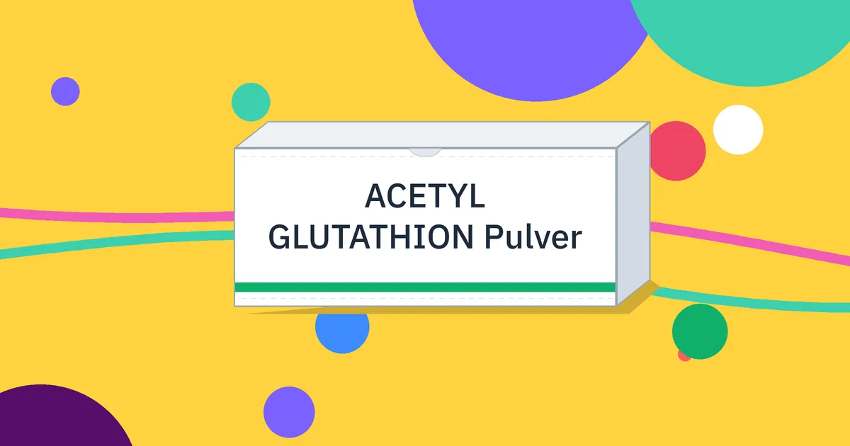 Symbolbild: Packung mit der Aufschrift ACETYL GLUTATHION Pulver (PZN 15265514) – Verfügbarkeit und Bezug in Apotheken in Frankfurt am Main