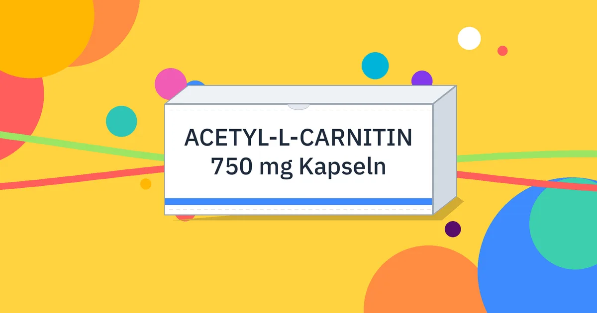 Symbolbild: Packung mit der Aufschrift ACETYL-L-CARNITIN 750 mg Kapseln (PZN 16356041) – Verfügbarkeit und Bezug in Apotheken in Frankfurt am Main
