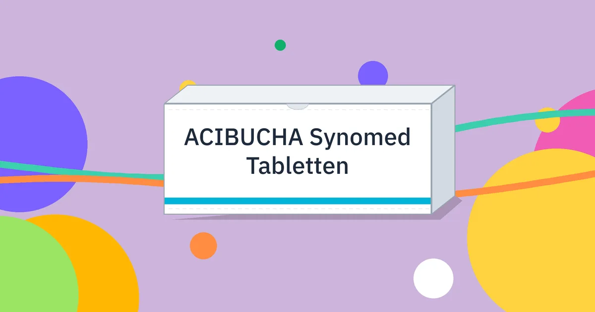 Symbolbild: Packung mit der Aufschrift ACIBUCHA Synomed Tabletten (PZN 00664705) – Verfügbarkeit und Bezug in Apotheken in Frankfurt am Main