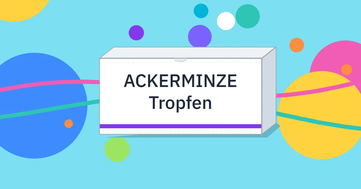 Symbolbild: Packung mit der Aufschrift ACKERMINZE Tropfen (PZN 19140850) – Verfügbarkeit und Bezug in Apotheken in Frankfurt am Main