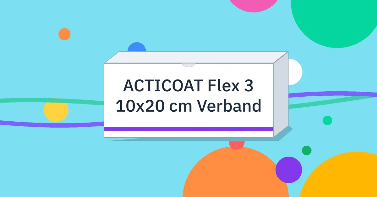Symbolbild: Packung mit der Aufschrift ACTICOAT Flex 3 10x20 cm Verband (PZN 17756794) – Verfügbarkeit und Bezug in Apotheken in Frankfurt am Main