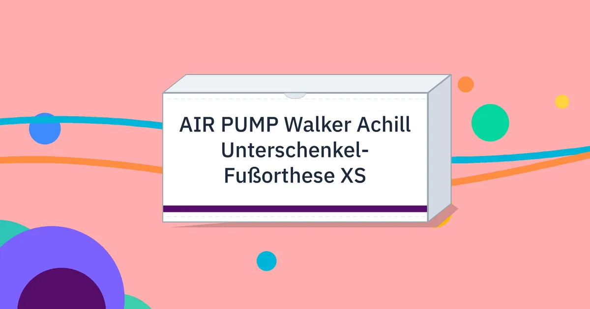 Symbolbild: Packung mit der Aufschrift AIR PUMP Walker Achill Unterschenkel-Fußorthese XS (PZN 19109024) – Verfügbarkeit und Bezug in Apotheken in Frankfurt am Main