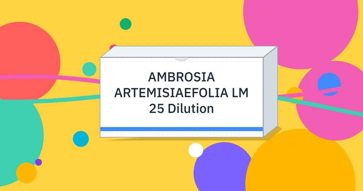 Symbolbild: Packung mit der Aufschrift AMBROSIA ARTEMISIAEFOLIA LM 25 Dilution (PZN 13318241) – Verfügbarkeit und Bezug in Apotheken in Frankfurt am Main