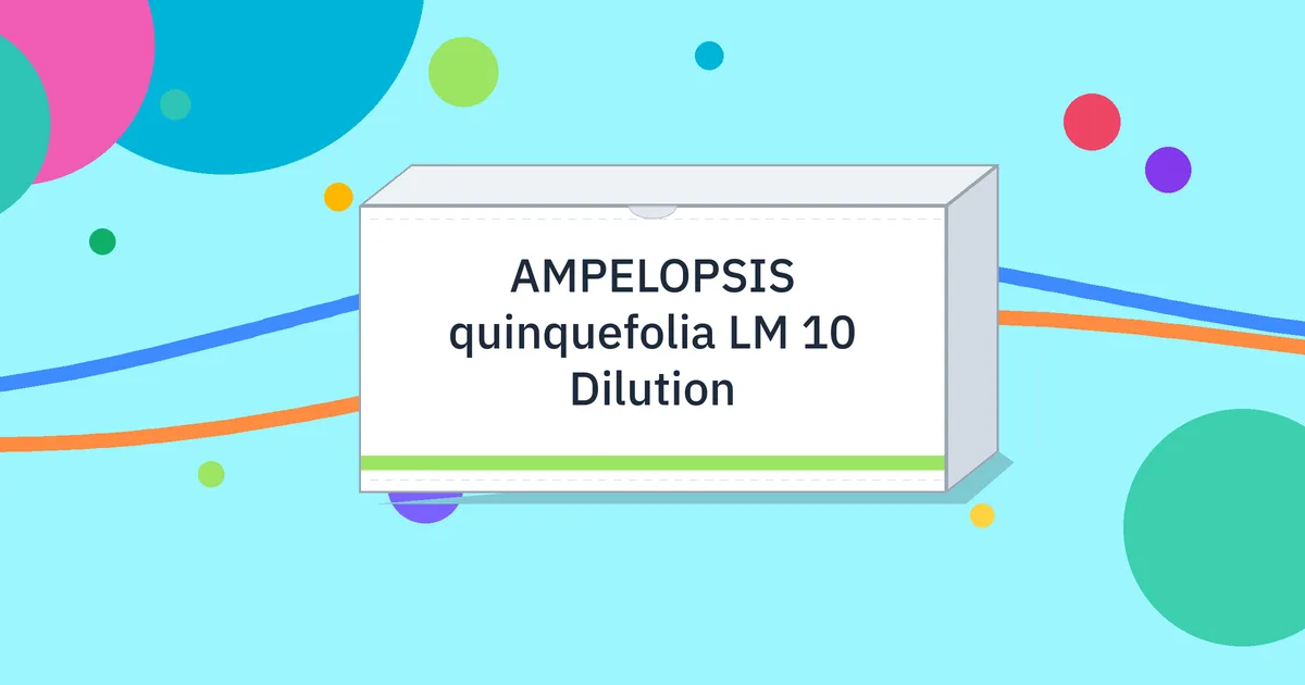 Symbolbild: Packung mit der Aufschrift AMPELOPSIS quinquefolia LM 10 Dilution (PZN 13325063) – Verfügbarkeit und Bezug in Apotheken in Frankfurt am Main