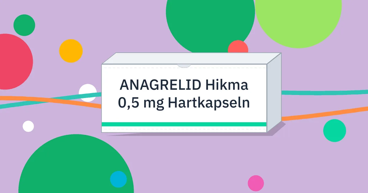 Symbolbild: Packung mit der Aufschrift ANAGRELID Hikma 0,5 mg Hartkapseln (PZN 20174274) – Verfügbarkeit und Bezug in Apotheken in Frankfurt am Main