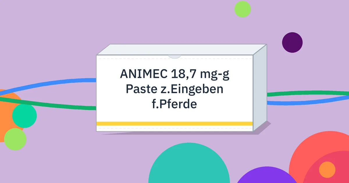Symbolbild: Packung mit der Aufschrift ANIMEC 18,7 mg-g Paste z.Eingeben f.Pferde (PZN 13881835) – Verfügbarkeit und Bezug in Apotheken in Frankfurt am Main