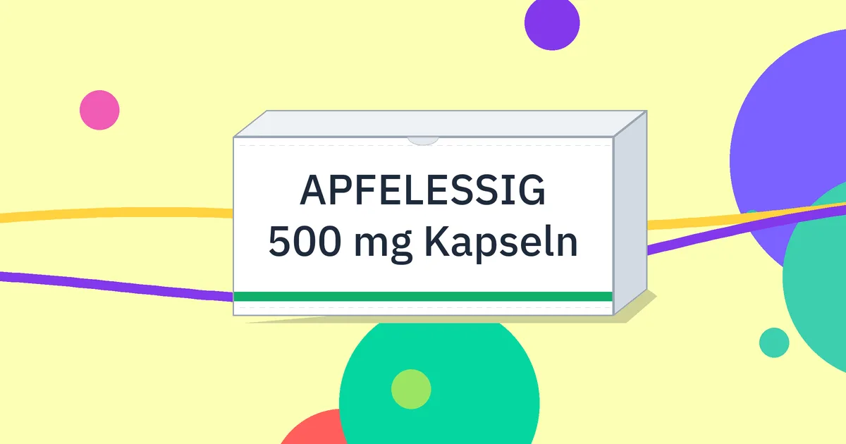 Symbolbild: Packung mit der Aufschrift APFELESSIG 500 mg Kapseln (PZN 14278213) – Verfügbarkeit und Bezug in Apotheken in Frankfurt am Main