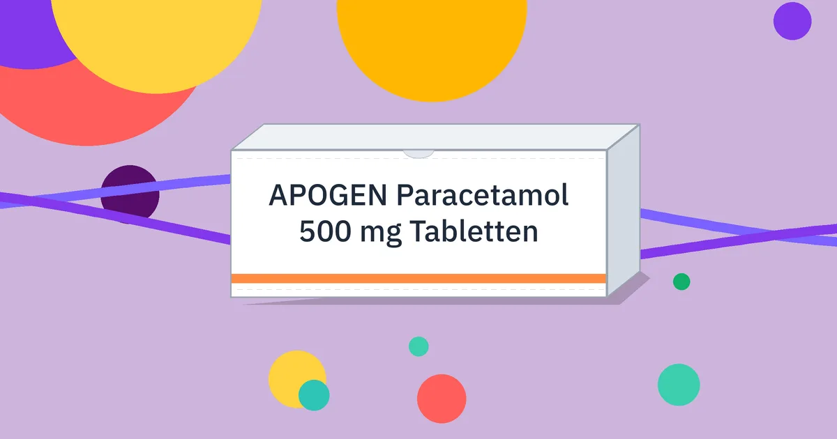Symbolbild: Packung mit der Aufschrift APOGEN Paracetamol 500 mg Tabletten (PZN 18668141) – Verfügbarkeit und Bezug in Apotheken in Frankfurt am Main