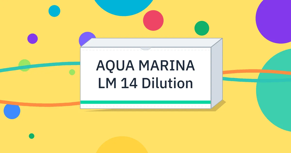 Symbolbild: Packung mit der Aufschrift AQUA MARINA LM 14 Dilution (PZN 12765535) – Verfügbarkeit und Bezug in Apotheken in Frankfurt am Main