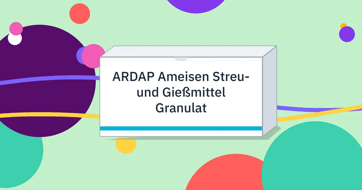 Symbolbild: Packung mit der Aufschrift ARDAP Ameisen Streu- und Gießmittel Granulat (PZN 16926231) – Verfügbarkeit und Bezug in Apotheken in Frankfurt am Main