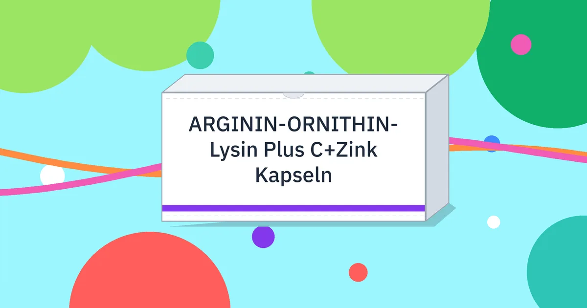 Symbolbild: Packung mit der Aufschrift ARGININ-ORNITHIN-Lysin Plus C+Zink Kapseln (PZN 07296937) – Verfügbarkeit und Bezug in Apotheken in Frankfurt am Main
