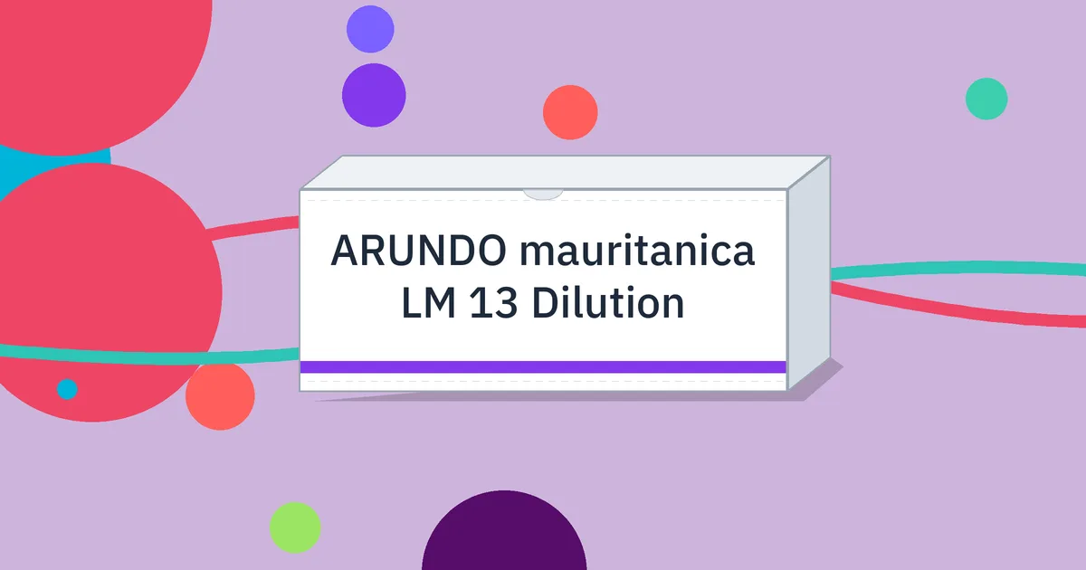 Symbolbild: Packung mit der Aufschrift ARUNDO mauritanica LM 13 Dilution (PZN 12781149) – Verfügbarkeit und Bezug in Apotheken in Frankfurt am Main