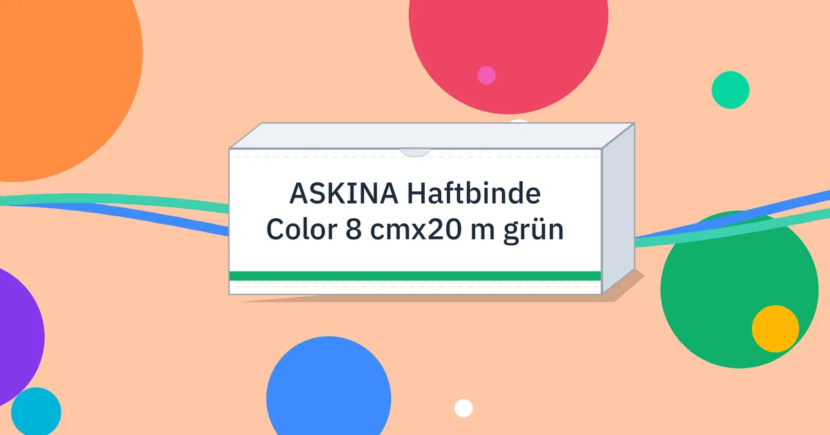 Symbolbild: Packung mit der Aufschrift ASKINA Haftbinde Color 8 cmx20 m grün (PZN 08752946) – Verfügbarkeit und Bezug in Apotheken in Frankfurt am Main
