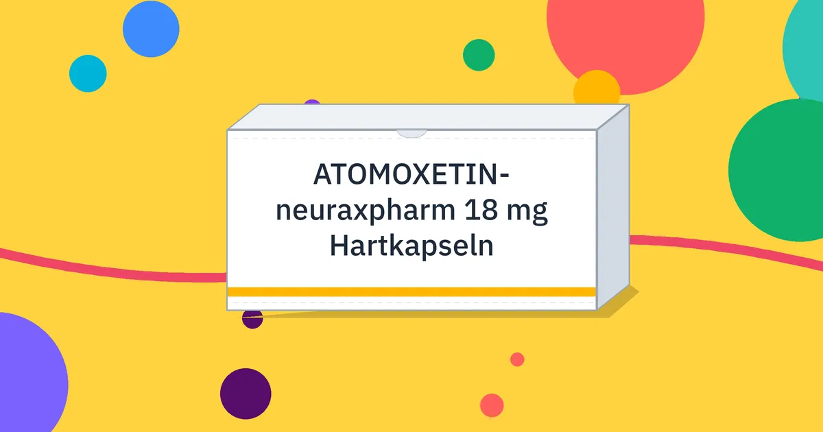 Symbolbild: Packung mit der Aufschrift ATOMOXETIN-neuraxpharm 18 mg Hartkapseln (PZN 14330184) – Verfügbarkeit und Bezug in Apotheken in Frankfurt am Main