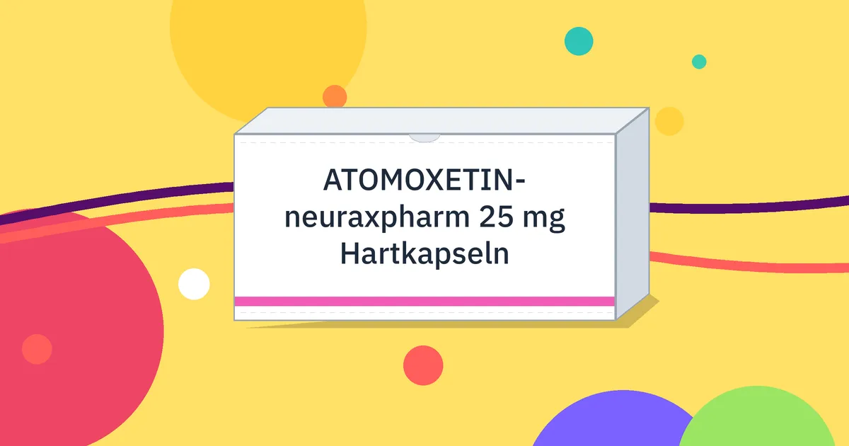Symbolbild: Packung mit der Aufschrift ATOMOXETIN-neuraxpharm 25 mg Hartkapseln (PZN 14330244) – Verfügbarkeit und Bezug in Apotheken in Frankfurt am Main