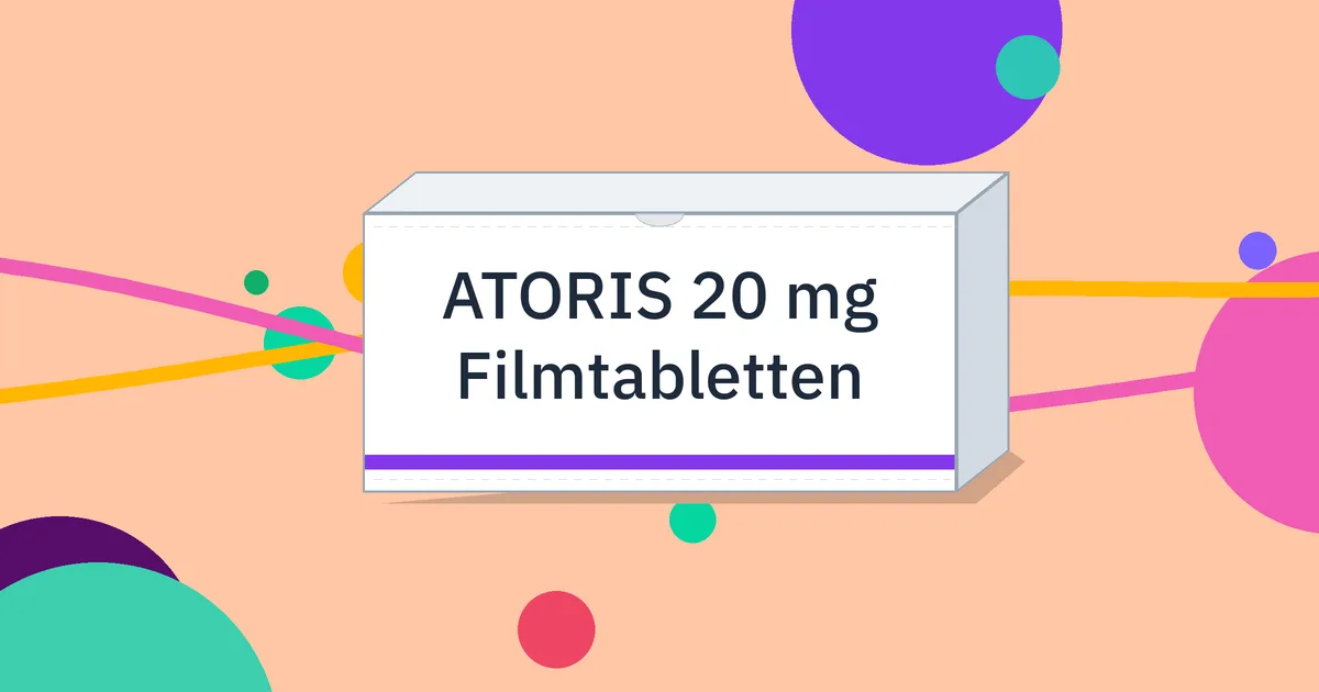 Symbolbild: Packung mit der Aufschrift ATORIS 20 mg Filmtabletten (PZN 09633729) – Verfügbarkeit und Bezug in Apotheken in Frankfurt am Main