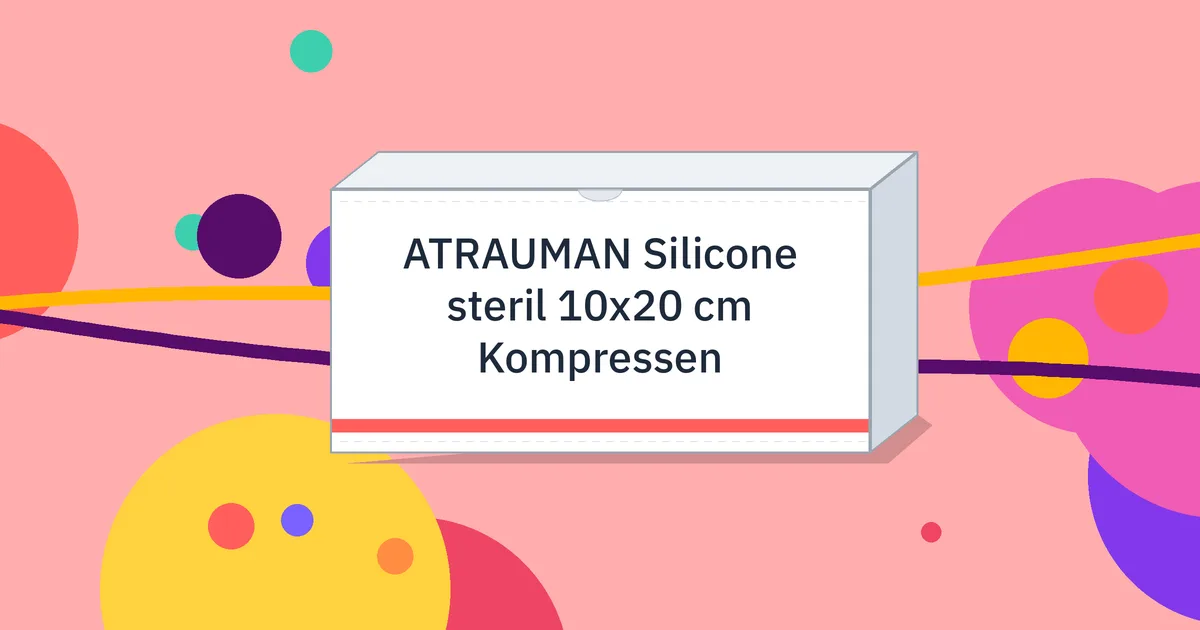 Symbolbild: Packung mit der Aufschrift ATRAUMAN Silicone steril 10x20 cm Kompressen (PZN 15615405) – Verfügbarkeit und Bezug in Apotheken in Frankfurt am Main