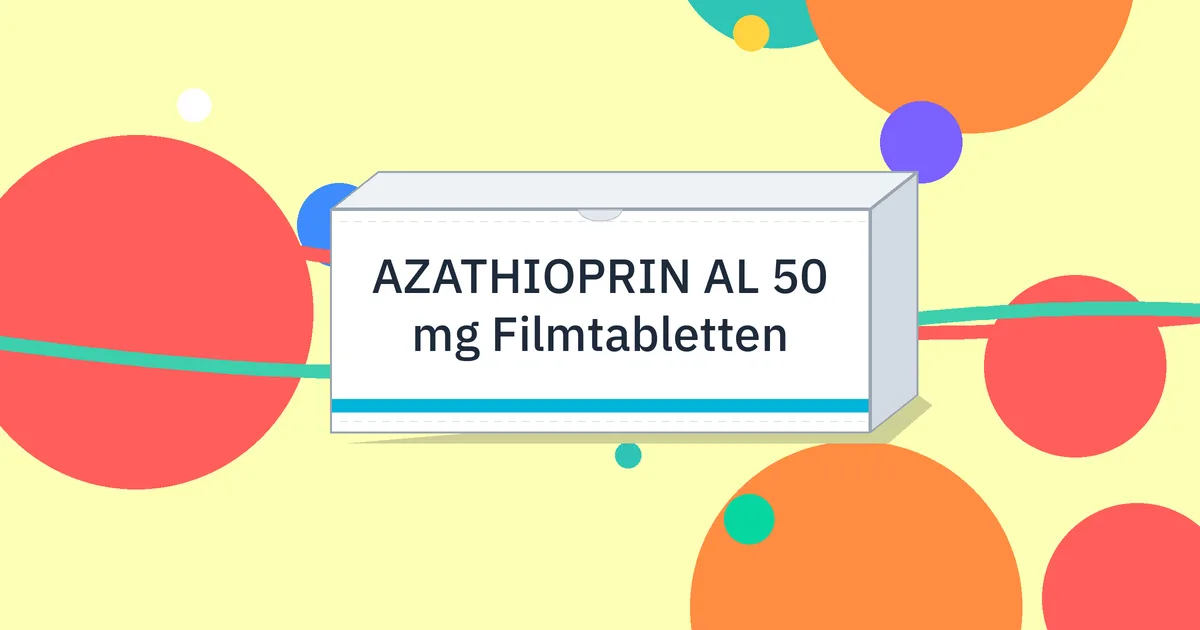 Symbolbild: Packung mit der Aufschrift AZATHIOPRIN AL 50 mg Filmtabletten (PZN 10168982) – Verfügbarkeit und Bezug in Apotheken in Frankfurt am Main