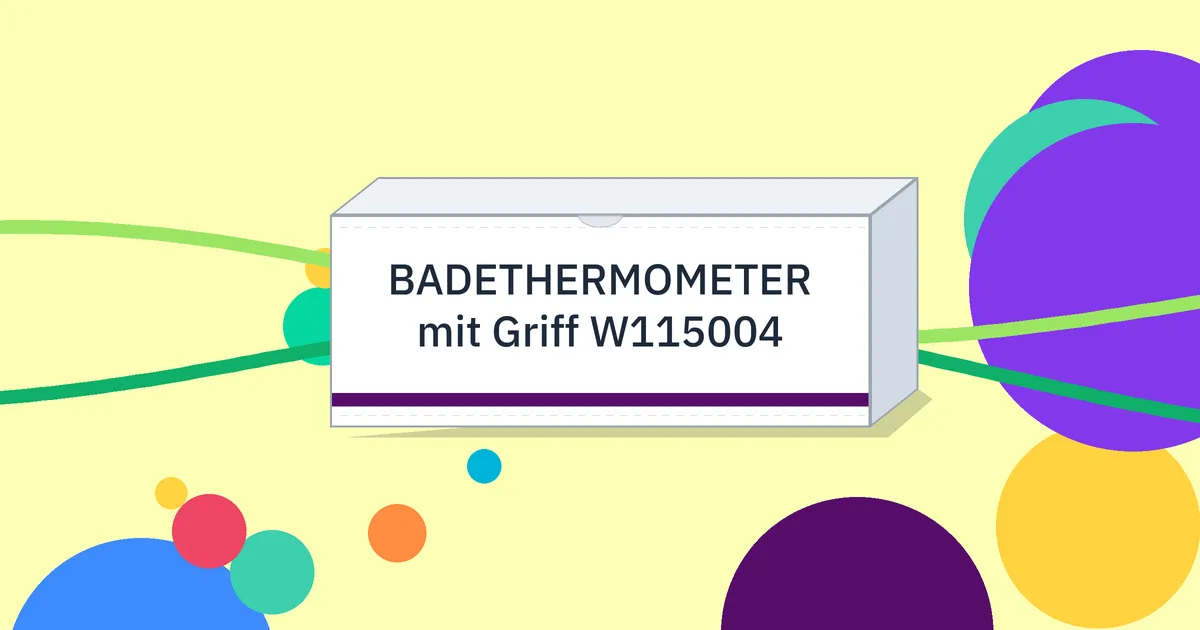 Symbolbild: Packung mit der Aufschrift BADETHERMOMETER mit Griff W115004 (PZN 04755103) – Verfügbarkeit und Bezug in Apotheken in Frankfurt am Main