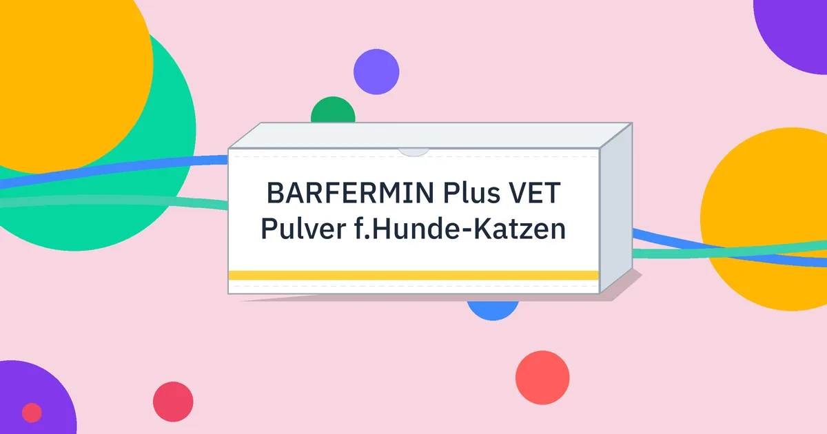 Symbolbild: Packung mit der Aufschrift BARFERMIN Plus VET Pulver f.Hunde-Katzen (PZN 16878928) – Verfügbarkeit und Bezug in Apotheken in Frankfurt am Main