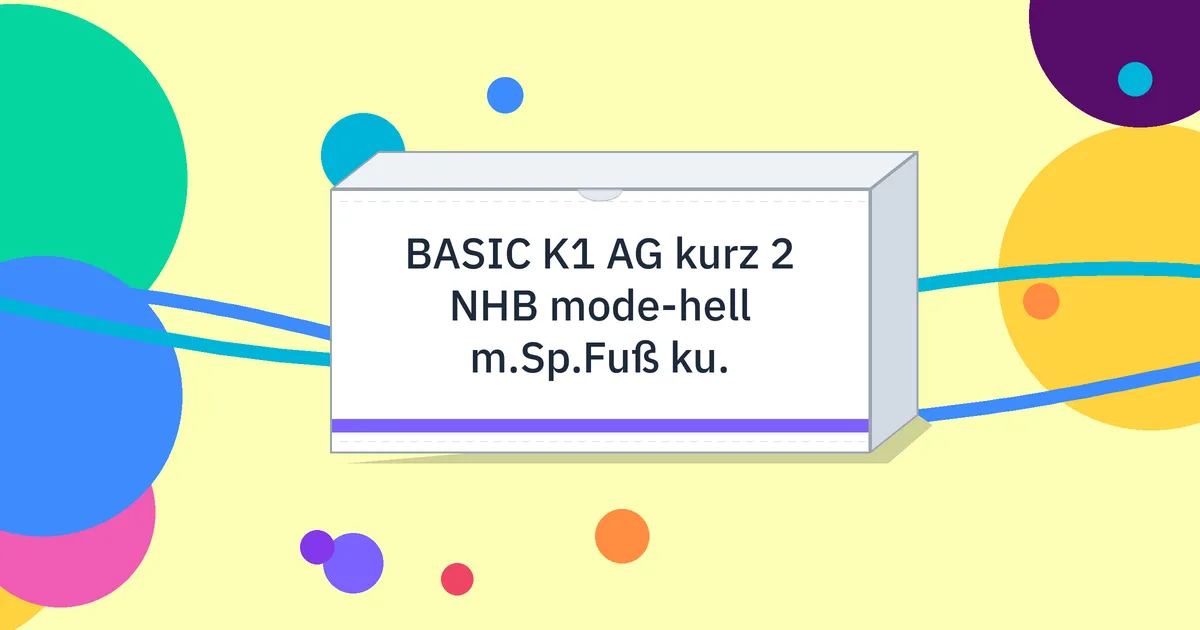 Symbolbild: Packung mit der Aufschrift BASIC K1 AG kurz 2 NHB mode-hell m.Sp.Fuß ku. (PZN 20260074) – Verfügbarkeit und Bezug in Apotheken in Frankfurt am Main