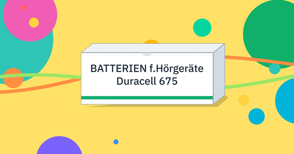 Symbolbild: Packung mit der Aufschrift BATTERIEN f.Hörgeräte Duracell 675 (PZN 07656465) – Verfügbarkeit und Bezug in Apotheken in Frankfurt am Main