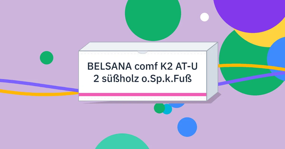 Symbolbild: Packung mit der Aufschrift BELSANA comf K2 AT-U 2 süßholz o.Sp.k.Fuß (PZN 12333190) – Verfügbarkeit und Bezug in Apotheken in Frankfurt am Main
