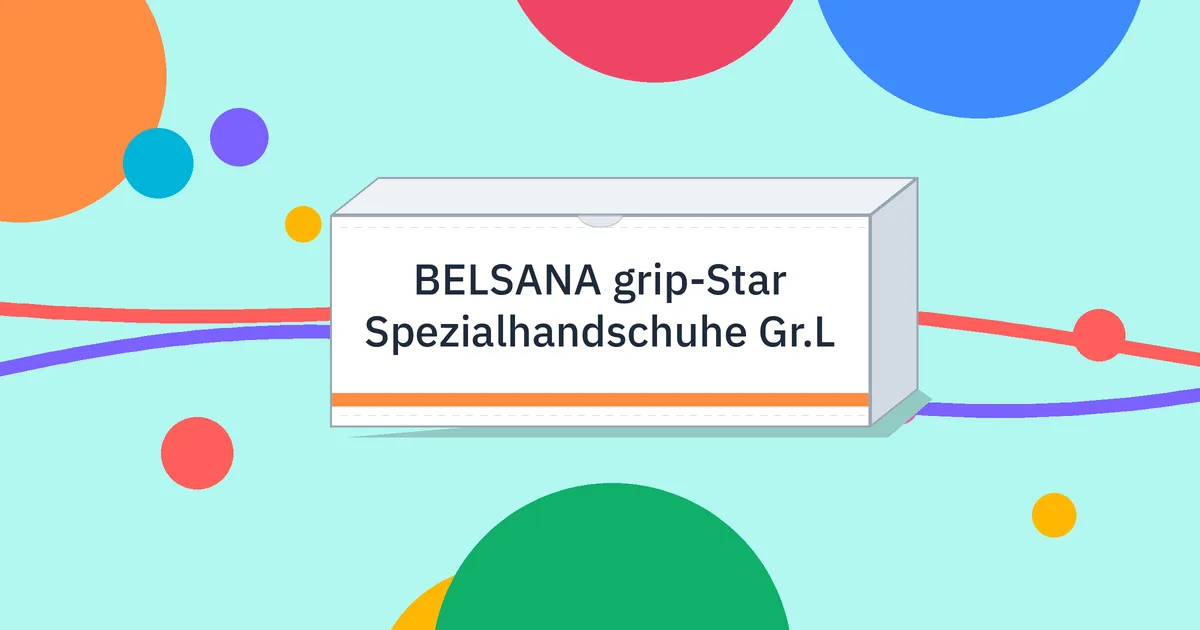 Symbolbild: Packung mit der Aufschrift BELSANA grip-Star Spezialhandschuhe Gr.L (PZN 10764968) – Verfügbarkeit und Bezug in Apotheken in Frankfurt am Main