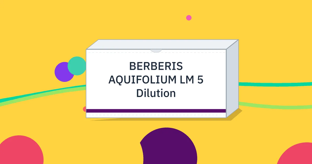Symbolbild: Packung mit der Aufschrift BERBERIS AQUIFOLIUM LM 5 Dilution (PZN 13382960) – Verfügbarkeit und Bezug in Apotheken in Frankfurt am Main