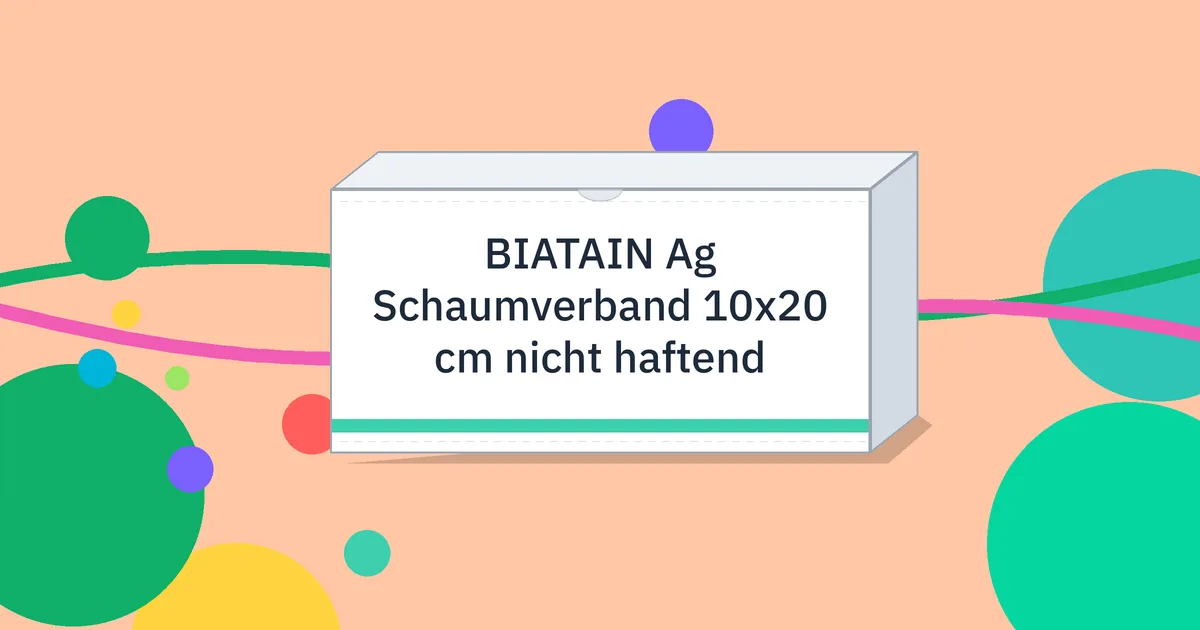 Symbolbild: Packung mit der Aufschrift BIATAIN Ag Schaumverband 10x20 cm nicht haftend (PZN 11116906) – Verfügbarkeit und Bezug in Apotheken in Frankfurt am Main