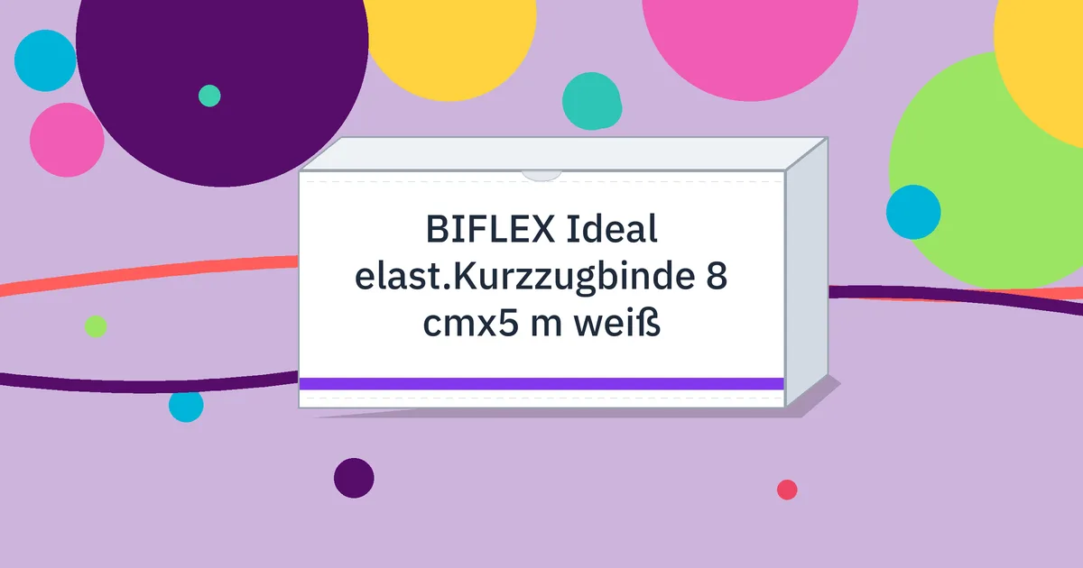 Symbolbild: Packung mit der Aufschrift BIFLEX Ideal elast.Kurzzugbinde 8 cmx5 m weiß (PZN 11001095) – Verfügbarkeit und Bezug in Apotheken in Frankfurt am Main