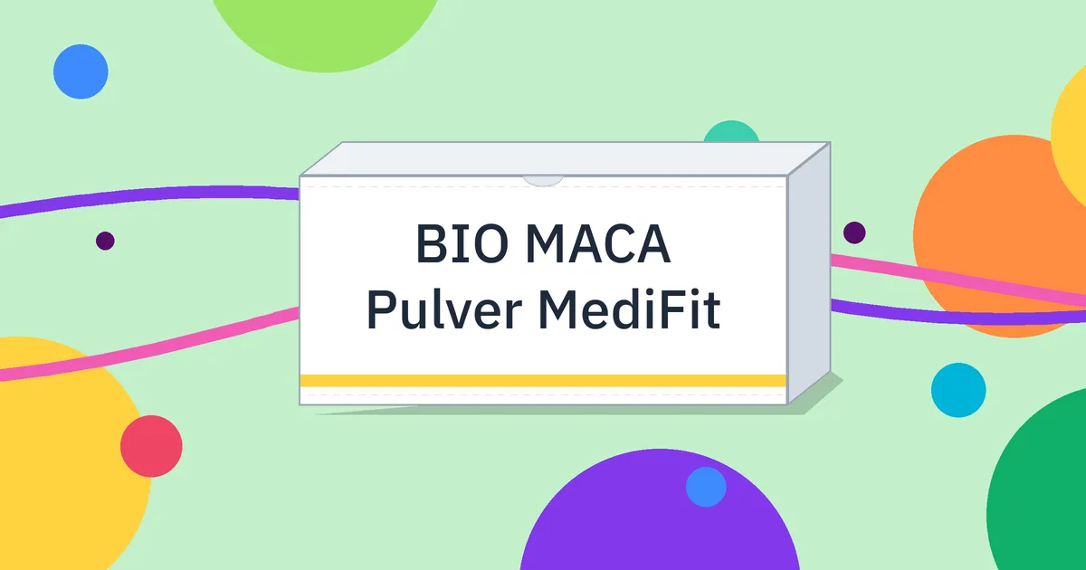 Symbolbild: Packung mit der Aufschrift BIO MACA Pulver MediFit (PZN 13417090) – Verfügbarkeit und Bezug in Apotheken in Frankfurt am Main