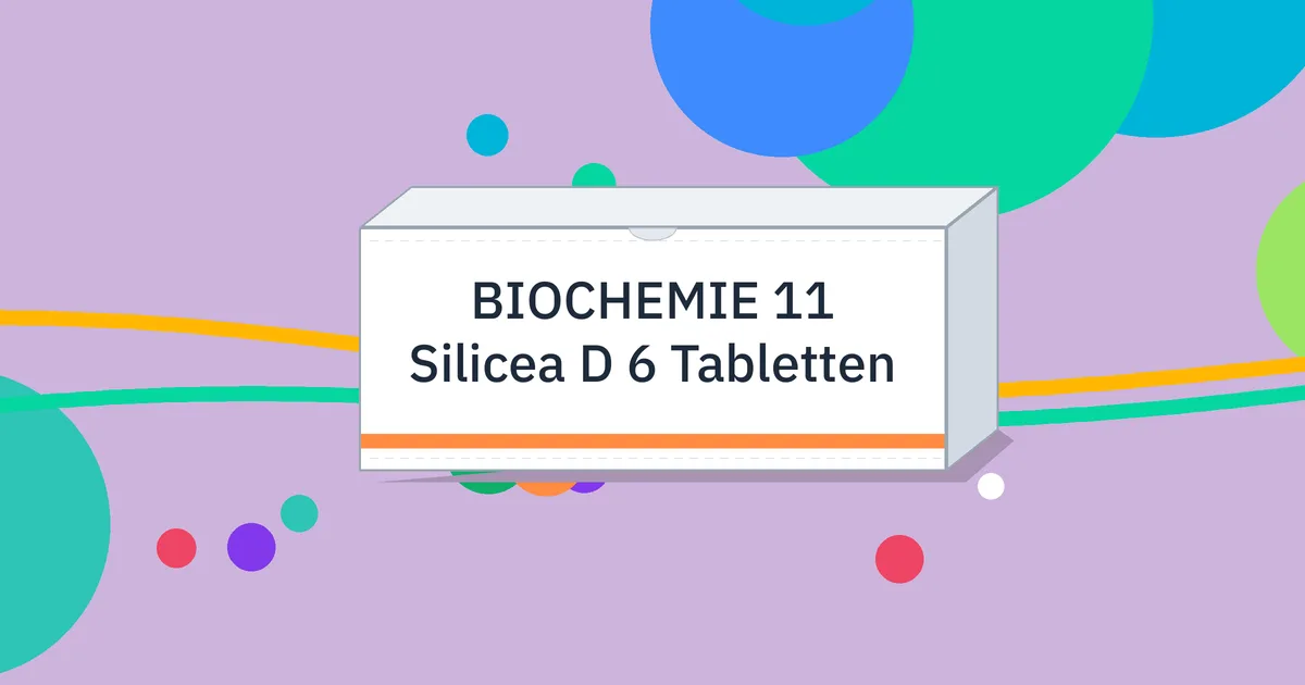 Symbolbild: Packung mit der Aufschrift BIOCHEMIE 11 Silicea D 6 Tabletten (PZN 01073981) – Verfügbarkeit und Bezug in Apotheken in Frankfurt am Main