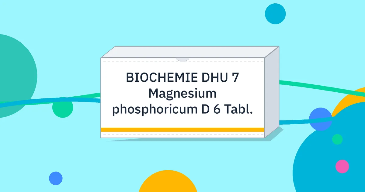 Symbolbild: Packung mit der Aufschrift BIOCHEMIE DHU 7 Magnesium phosphoricum D 6 Tabl. (PZN 06584137) – Verfügbarkeit und Bezug in Apotheken in Frankfurt am Main