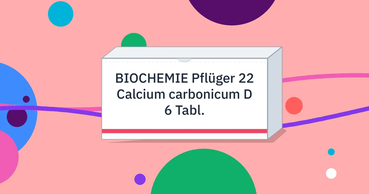 Symbolbild: Packung mit der Aufschrift BIOCHEMIE Pflüger 22 Calcium carbonicum D 6 Tabl. (PZN 06322816) – Verfügbarkeit und Bezug in Apotheken in Frankfurt am Main
