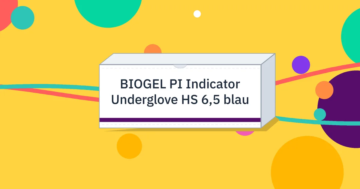 Symbolbild: Packung mit der Aufschrift BIOGEL PI Indicator Underglove HS 6,5 blau (PZN 11051153) – Verfügbarkeit und Bezug in Apotheken in Frankfurt am Main