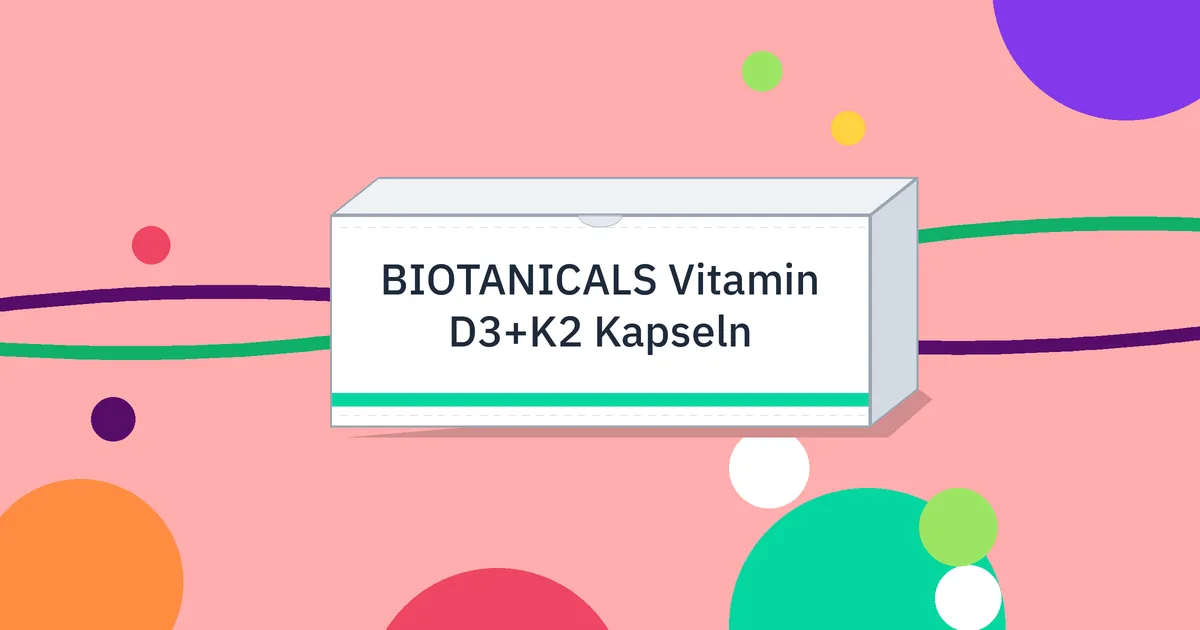 Symbolbild: Packung mit der Aufschrift BIOTANICALS Vitamin D3+K2 Kapseln (PZN 16395408) – Verfügbarkeit und Bezug in Apotheken in Frankfurt am Main