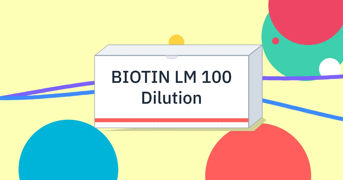 Symbolbild: Packung mit der Aufschrift BIOTIN LM 100 Dilution (PZN 12794548) – Verfügbarkeit und Bezug in Apotheken in Frankfurt am Main